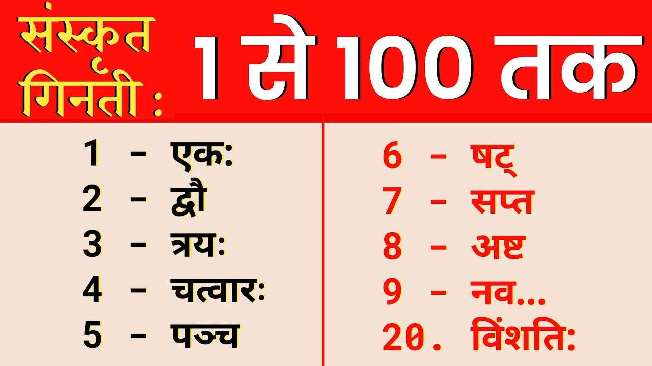 Counting Numbers in Sanskrit: 0 to 100